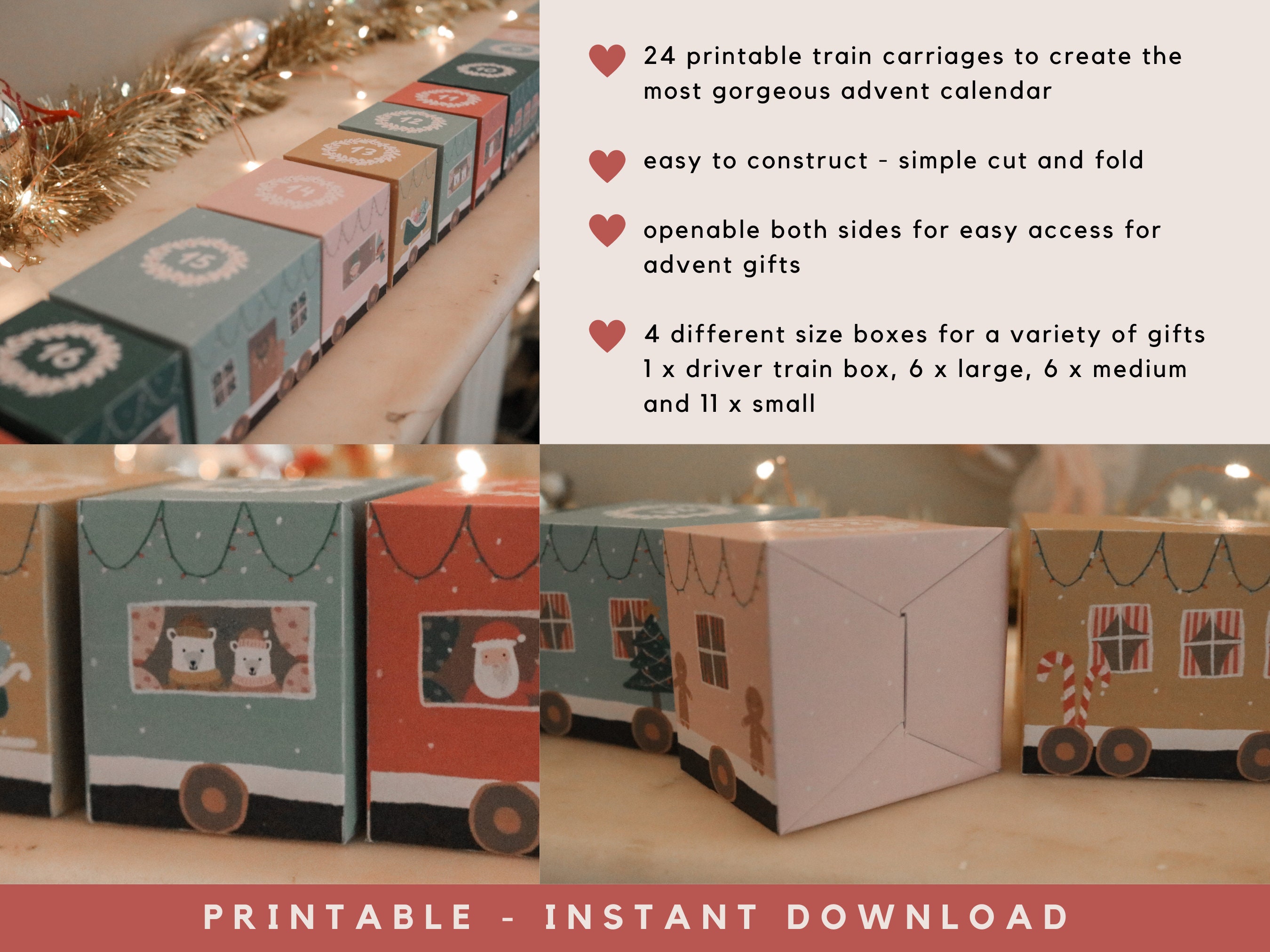 Printable Christmas Advent Calendar Train | Paper Craft | Printables ...