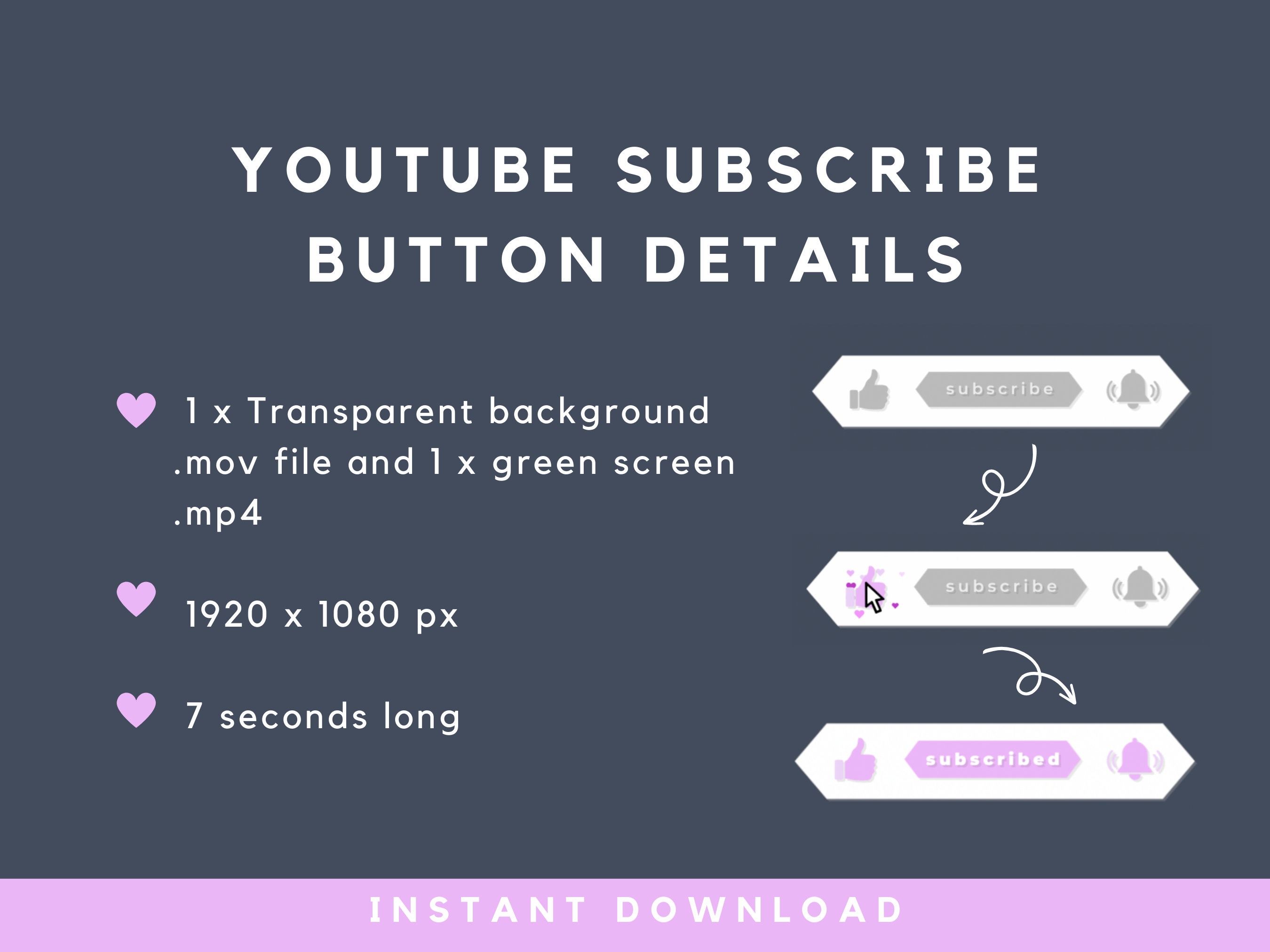 Animated Purple Youtube Subscribe Button | Overlay for Intro Videos ...