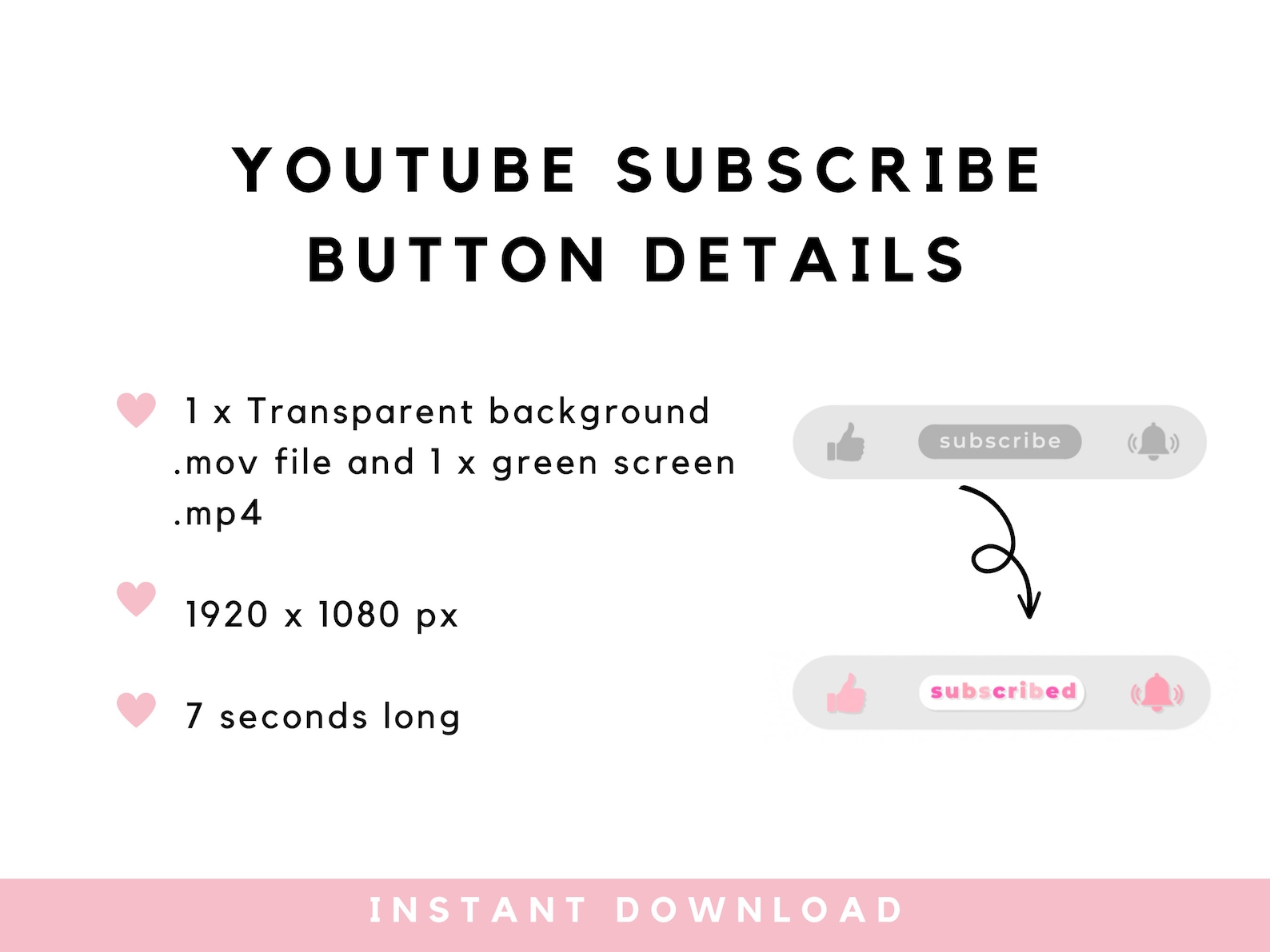 Animated Pink Youtube Subscribe Button | Overlay for Intro Videos ...