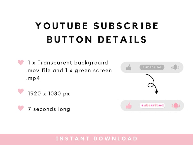 Animated Pink Youtube Subscribe Button | Overlay for Intro Videos ...