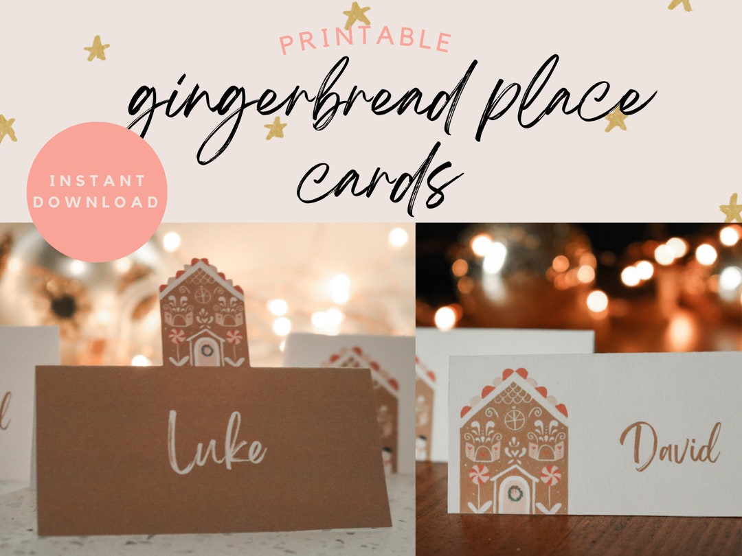 Printable Gingerbread Place Cards Template | Canva | Printable Paper ...