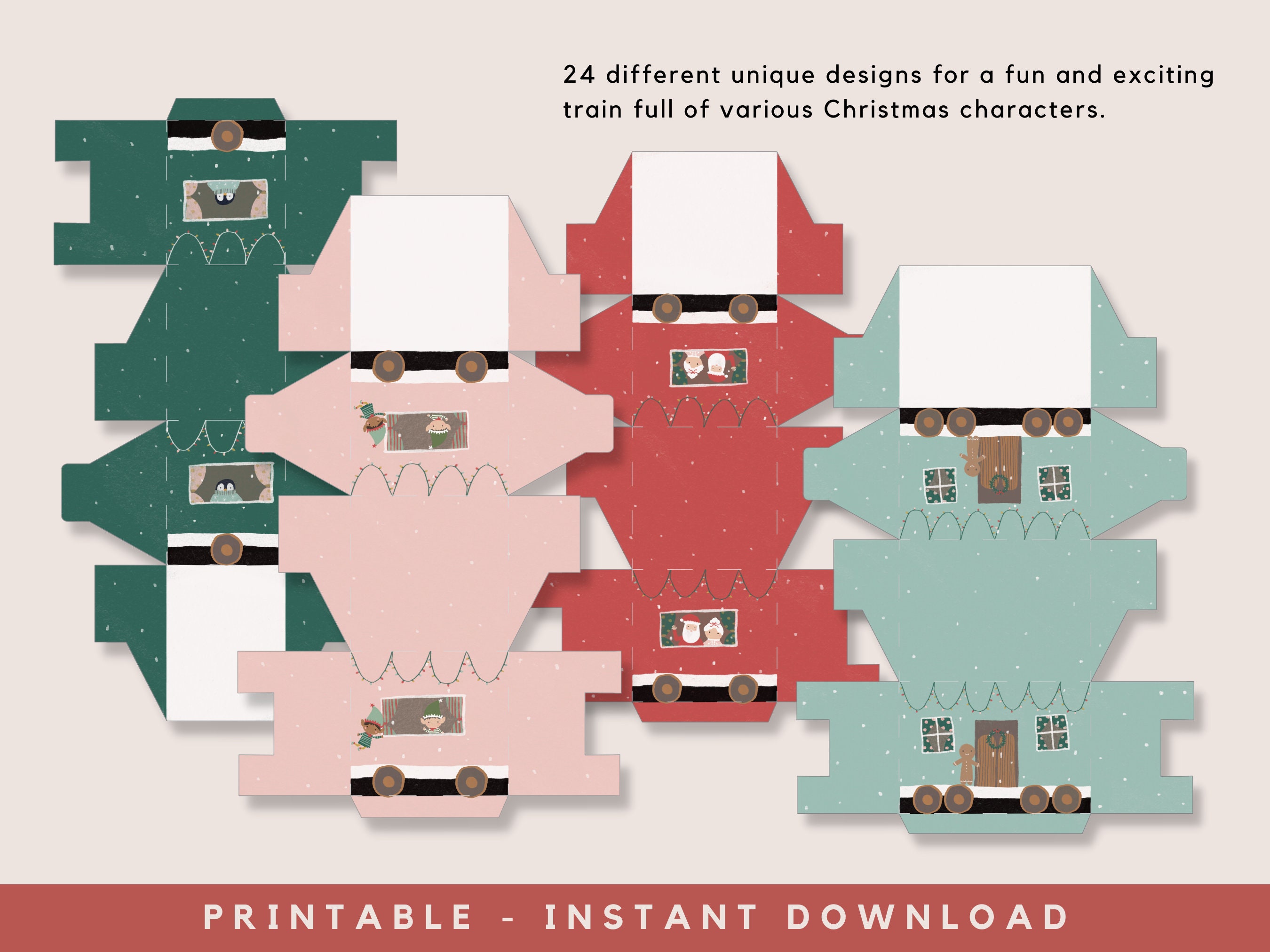 Printable Christmas Advent Calendar Train | Paper Craft | Printables ...