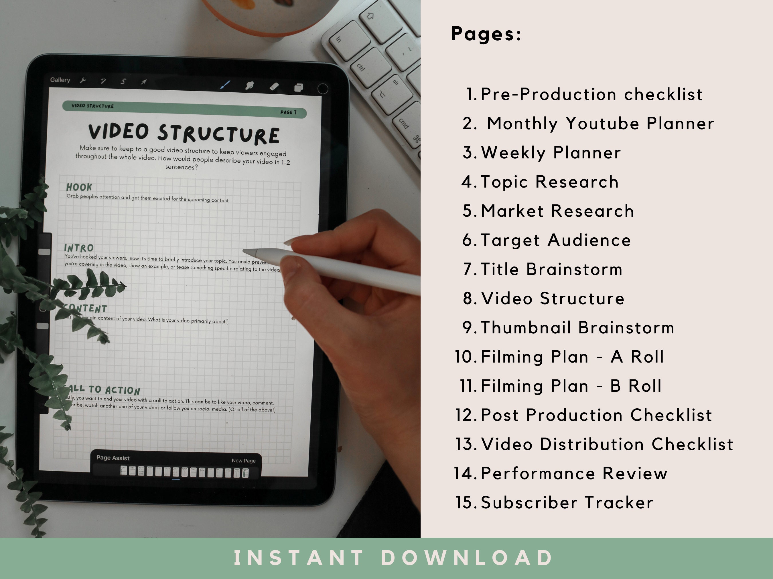 Youtube Video Planner PDF Printable Planner Instant Download Youtube ...