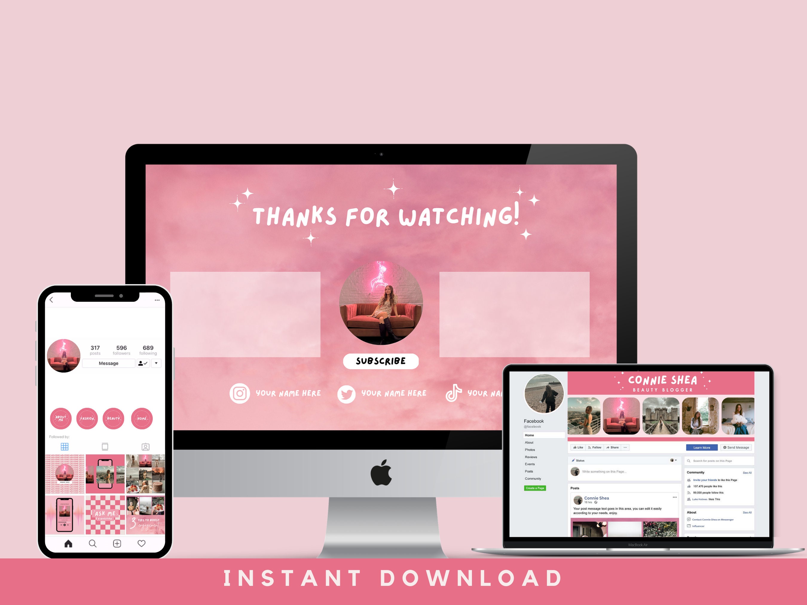 Ultimate Pink Social Media Branding Kit Templates Small Business ...