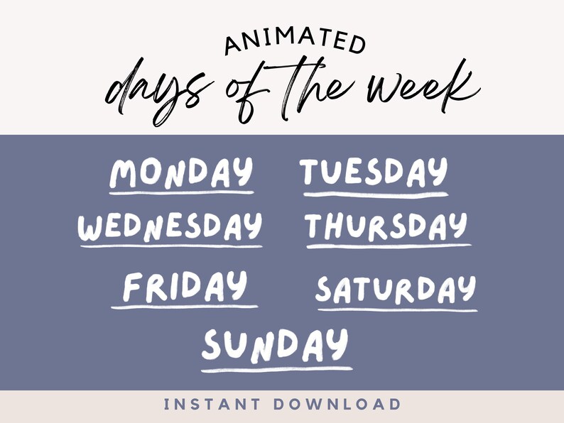 Animated Days of the Week | Overlay for Intro Videos Digital Download ...