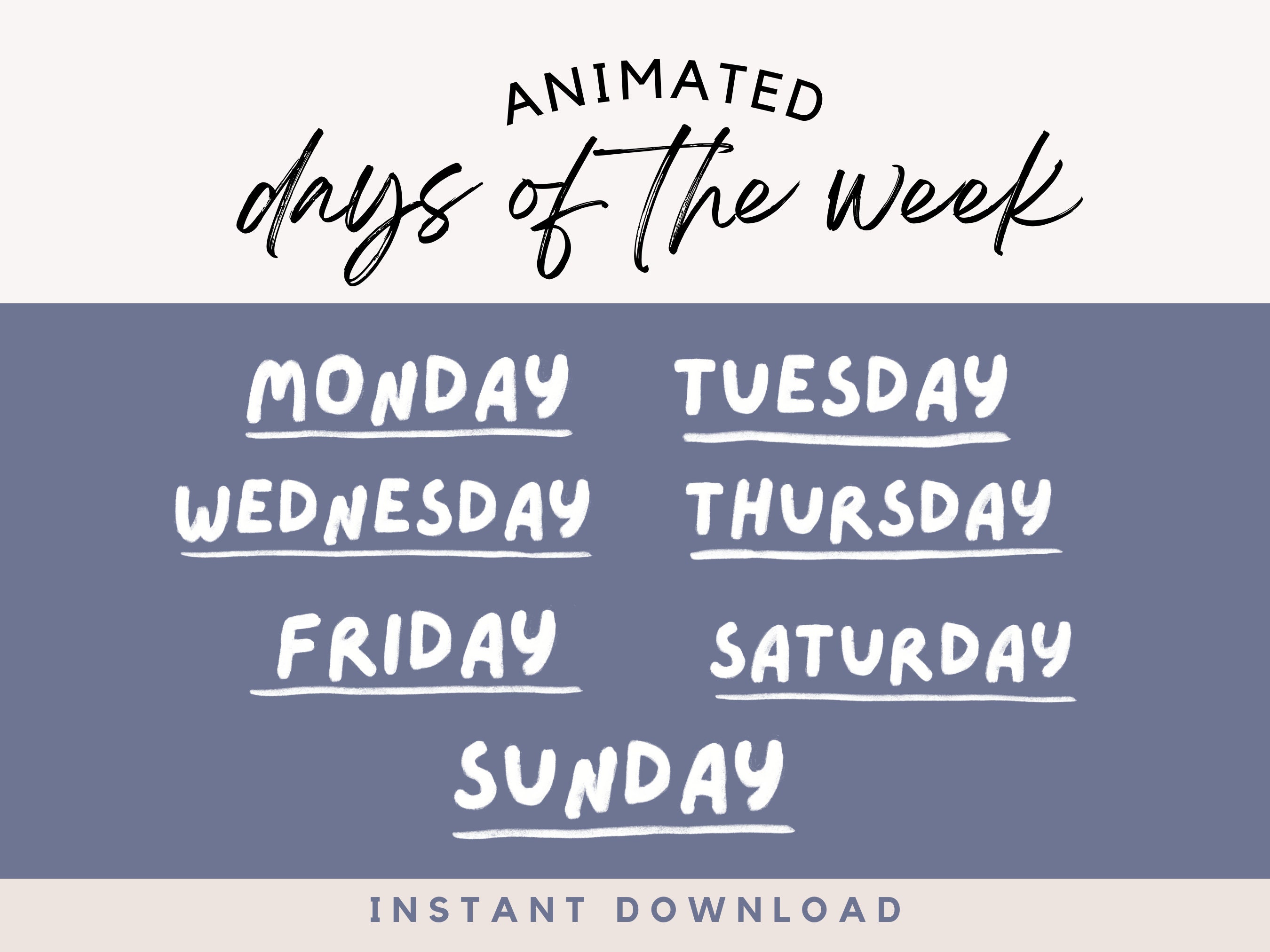 Animated Days of the Week | Overlay for Intro Videos Digital Download ...