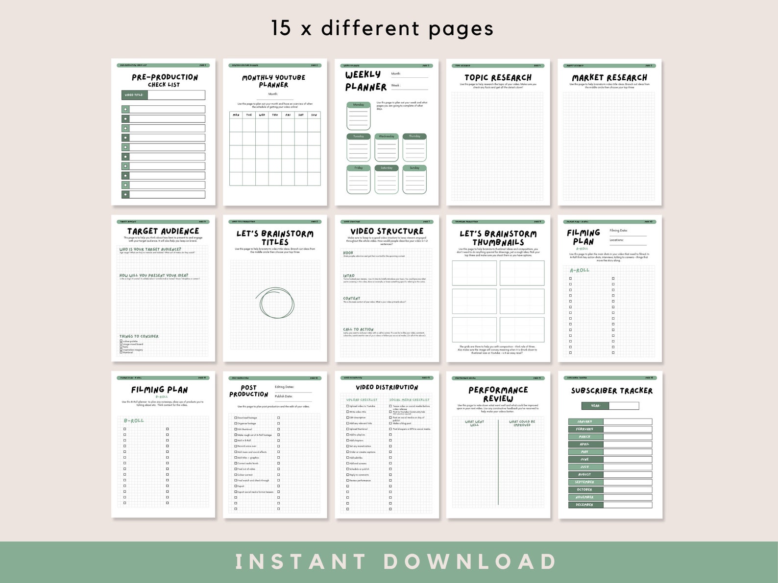 Youtube Video Planner | PDF Printable Planner | Instant Download ...