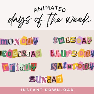 Scrapbook Animated Days of the Week | Overlay for Intro Videos Digital ...