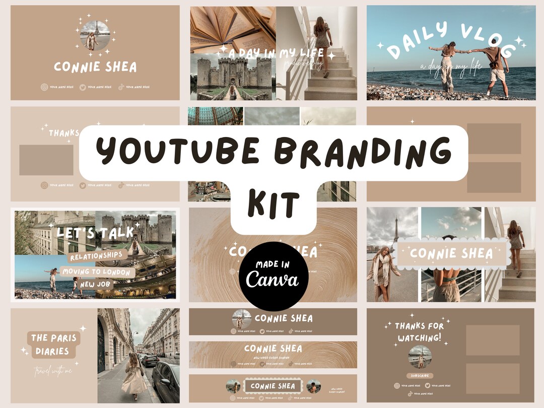 Youtube Branding Kit Templates Small Business | Social Media Brand Kit ...