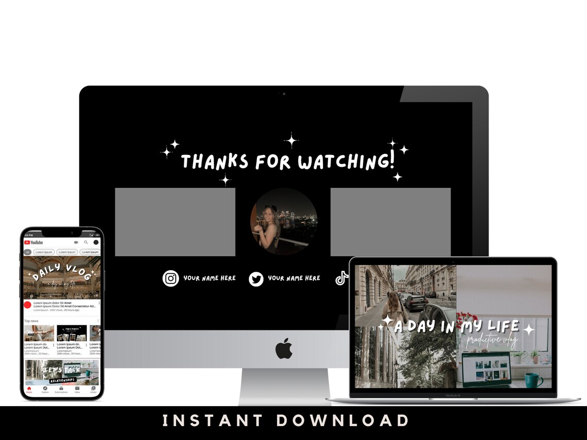Black Youtube Branding Kit Templates Small Business | Social Media ...