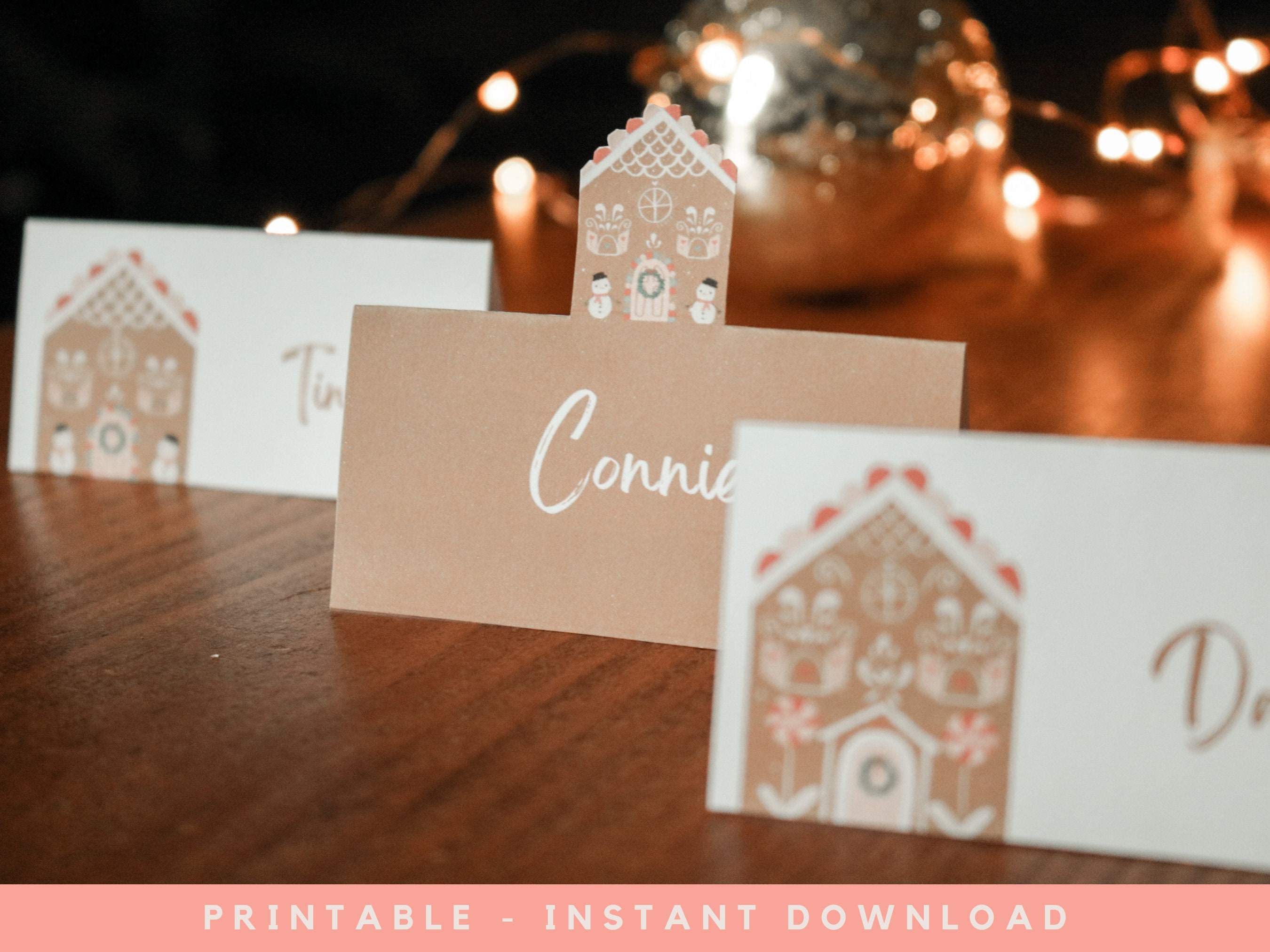 Printable Gingerbread Place Cards Template | Canva | Printable Paper ...
