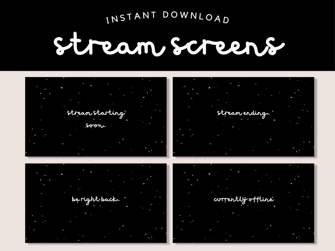 Black Stream Screens X 4 | Twitch Streamer Youtube | Starting Soon, BRB ...