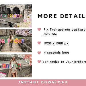 Scrapbook Animated Days of the Week | Overlay for Intro Videos Digital ...