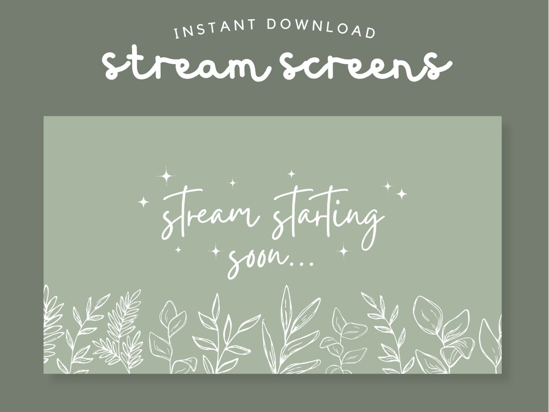 Sage Green Leaves Stream Screens X 4 | Twitch Streamer Youtube ...