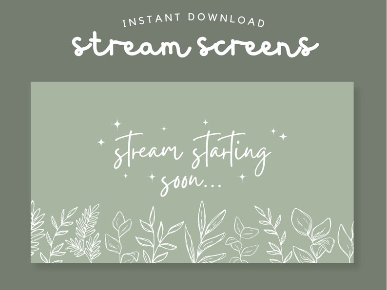 Sage Green Leaves Stream Screens X 4 | Twitch Streamer Youtube ...