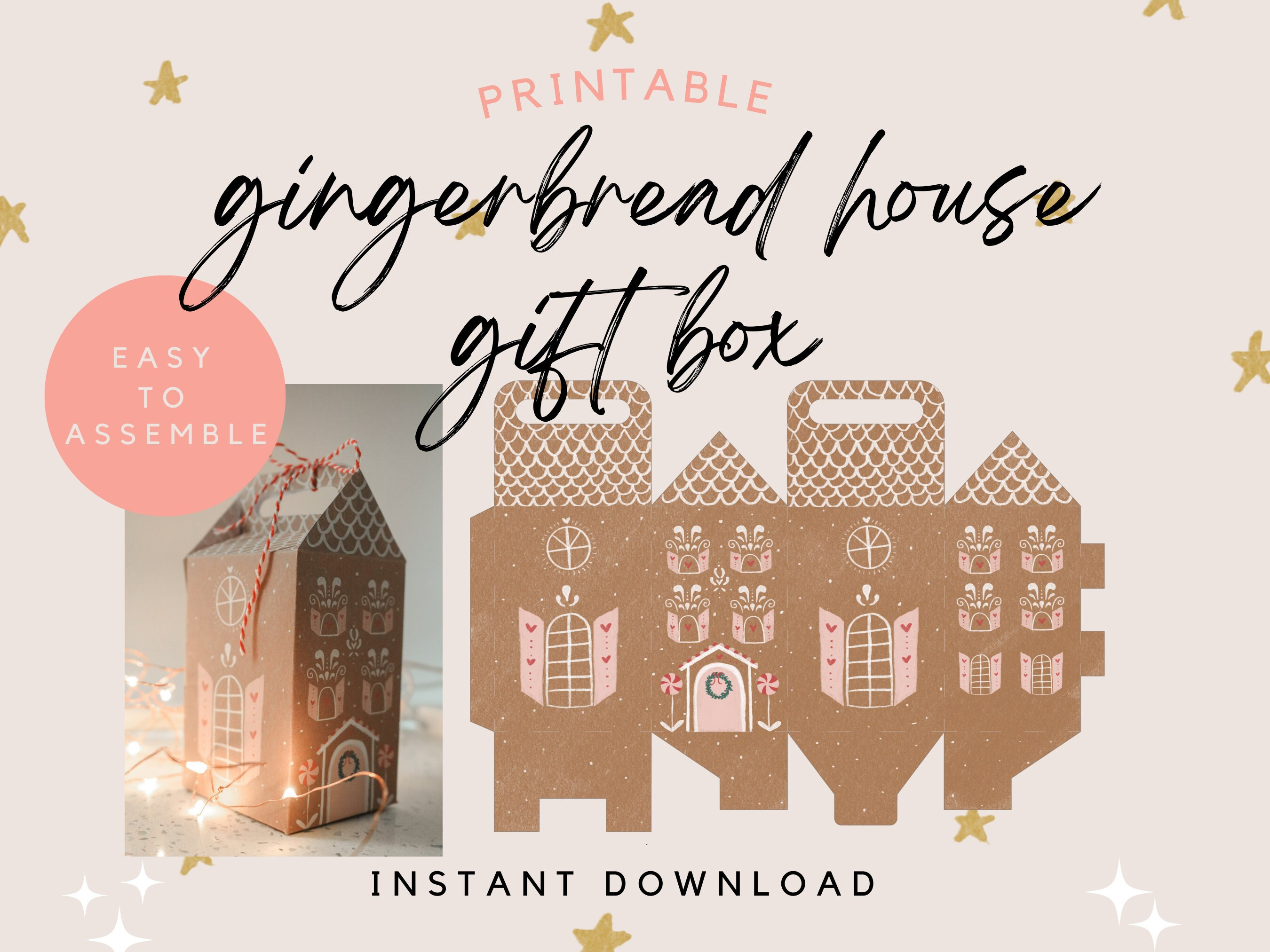 Printable Gingerbread House Christmas Gift Box Printable - Etsy