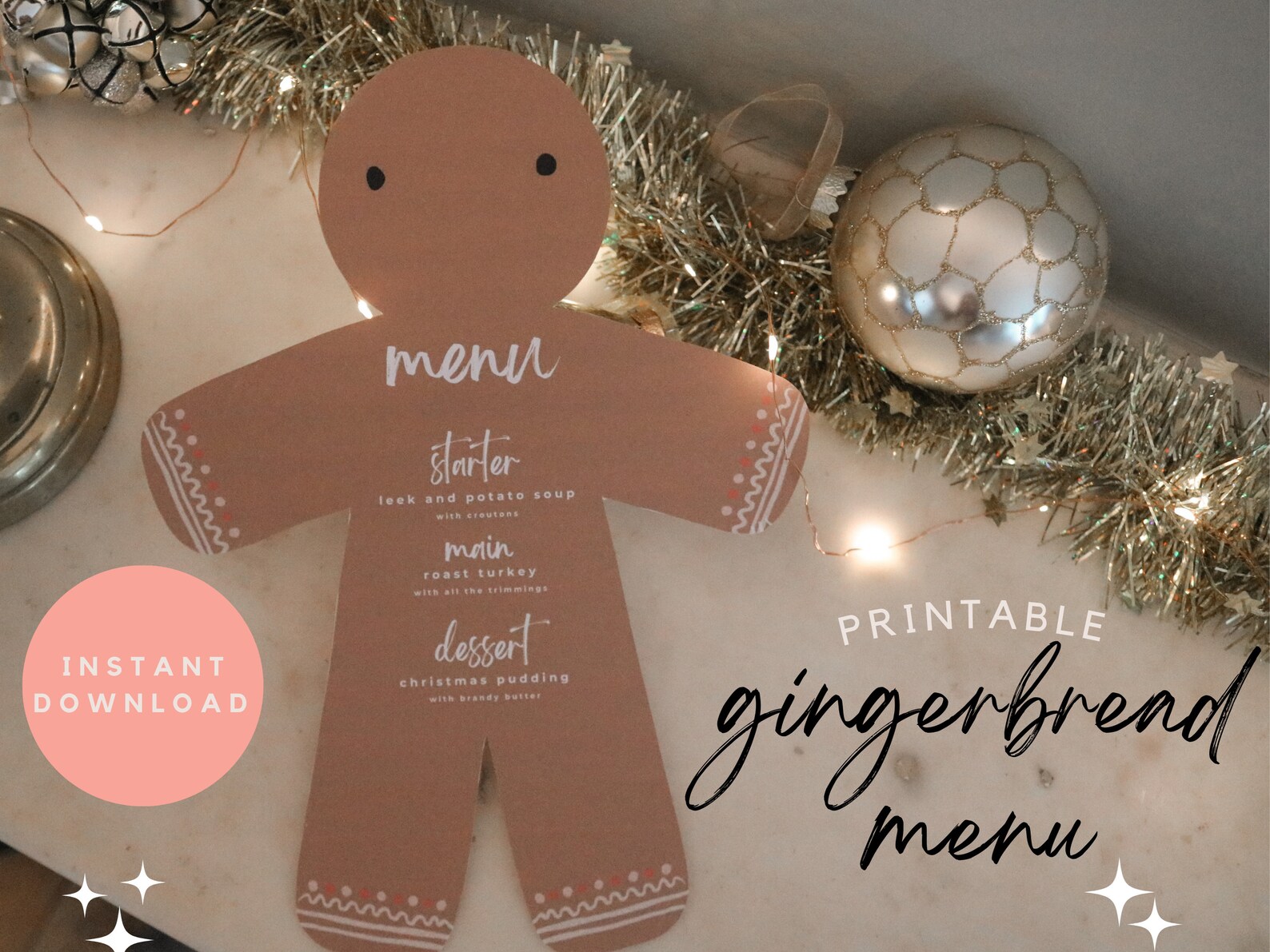 Printable Gingerbread Menu Template Canva Printable Paper - Etsy