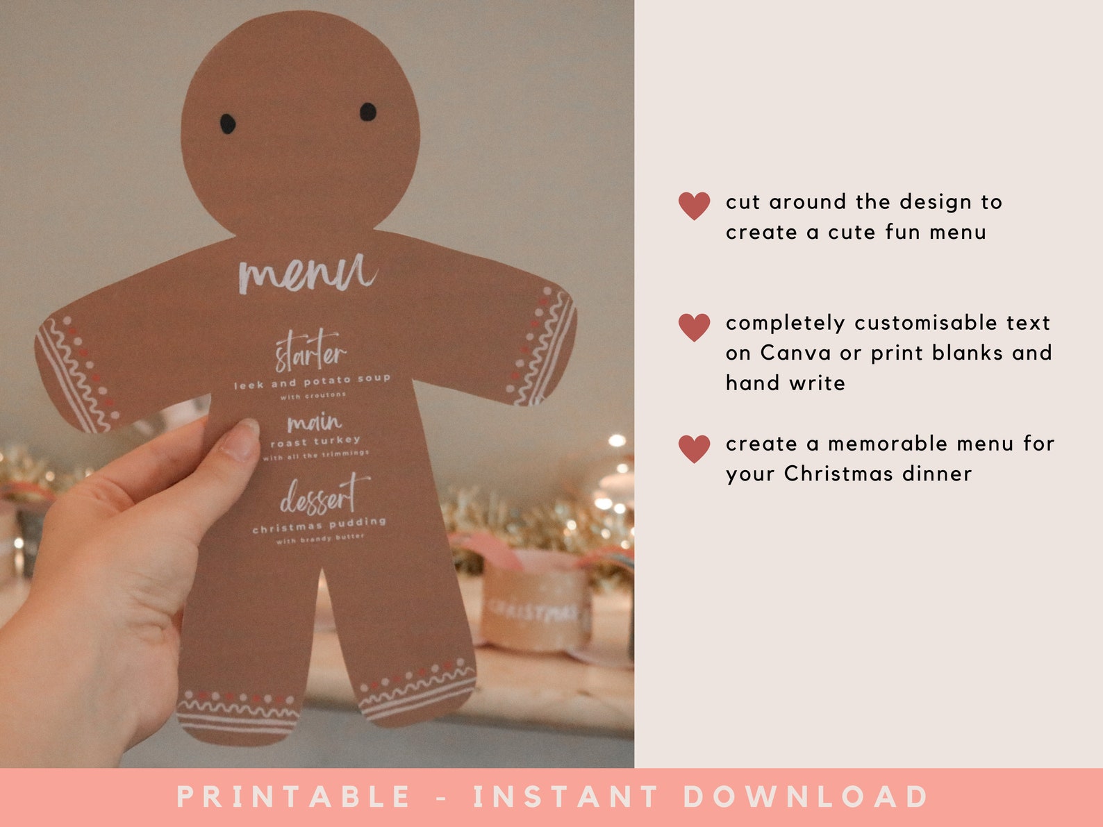 Printable Gingerbread Menu Template Canva Printable Paper - Etsy