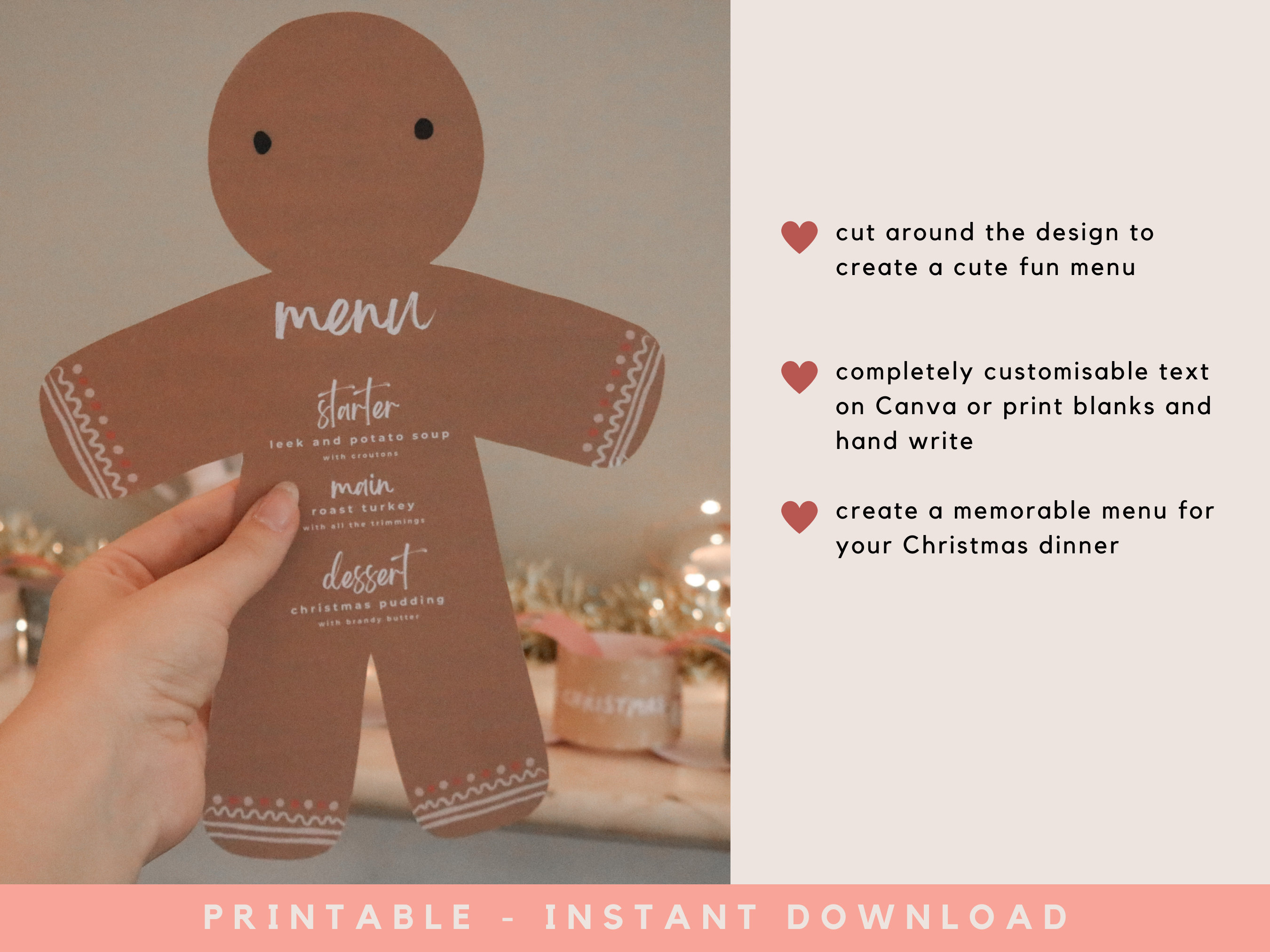 Printable Gingerbread Menu Template Canva Printable Paper - Etsy