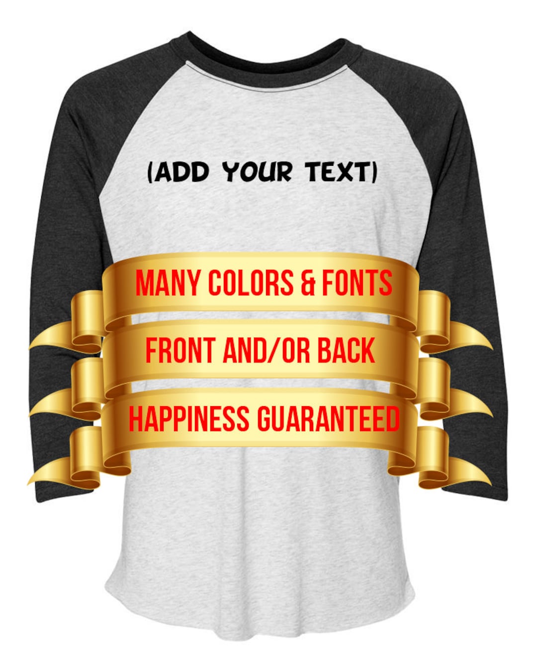 Custom Adult Raglan - Custom Unisex Raglan - Personalized Raglan T ...