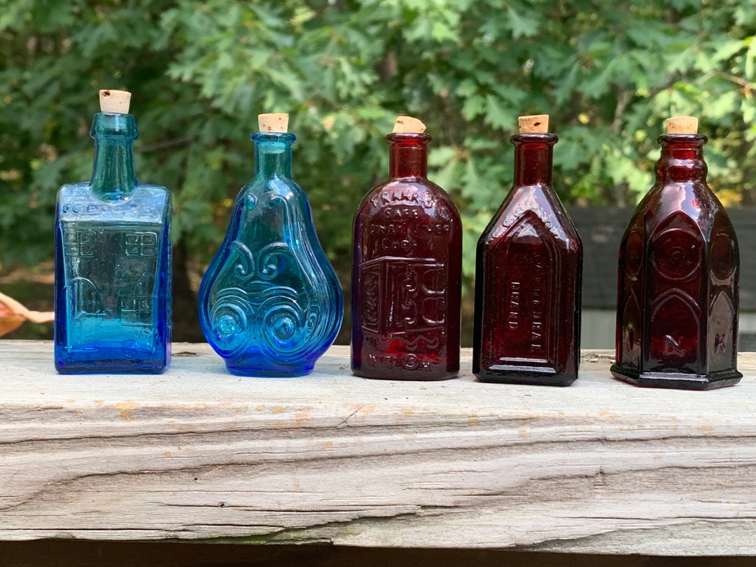 Wheaton Bottles Miniature Colored Glass Stamped Cork Excellent Vintage ...