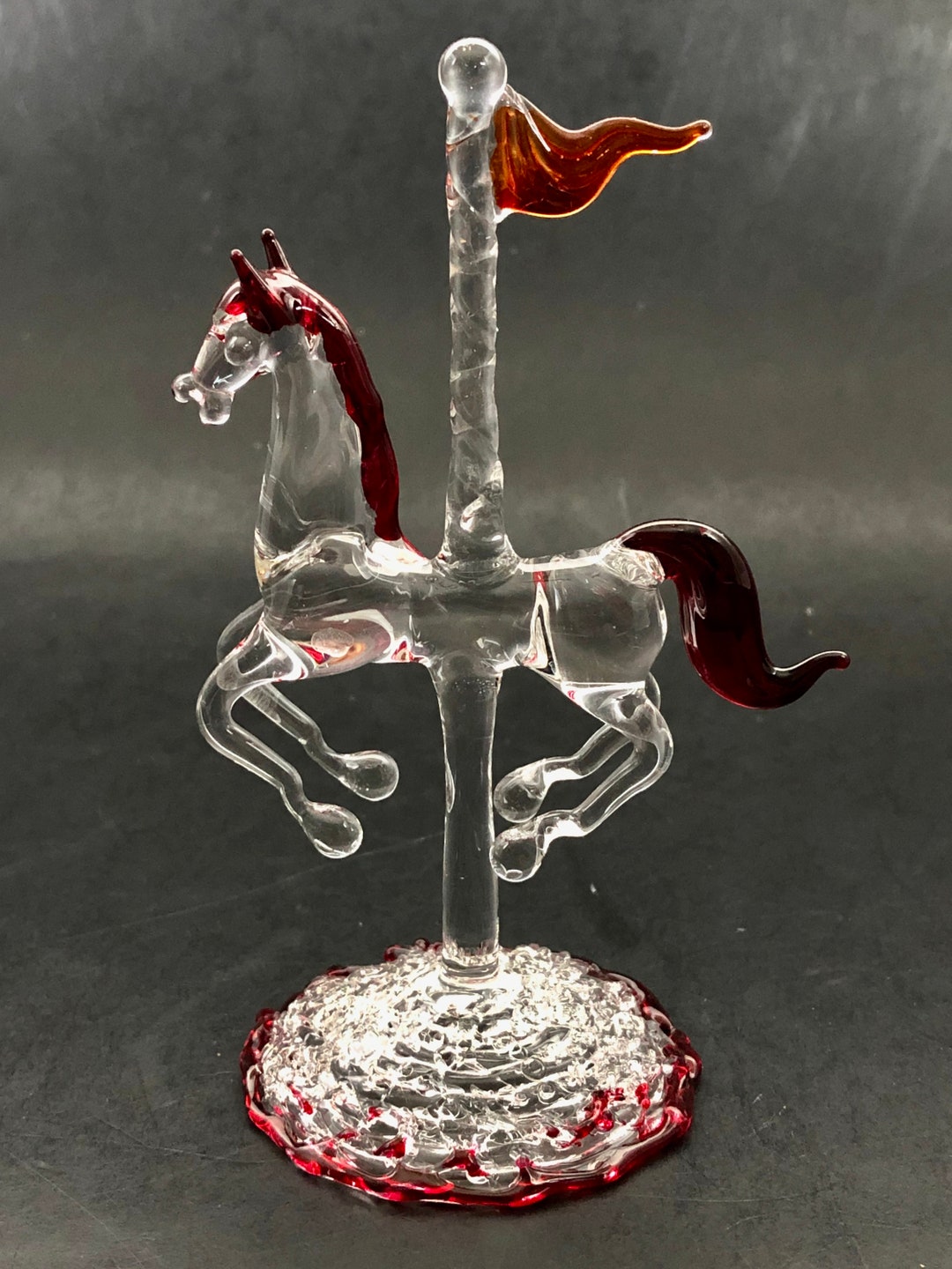 Carousel Miniature Blown Spun Glass Collectible Excellent Vintage ...