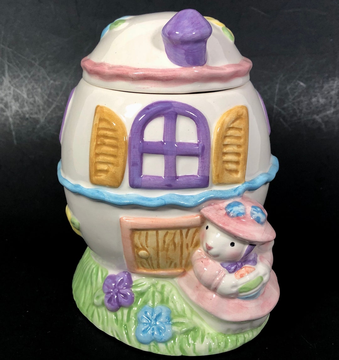 Bunny House Covered Candy Dish Planter Ceramic Excellent - Etsy