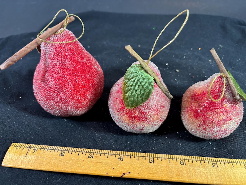 Sugar Beaded Faux Fruit Pomegranates Grapes Apples Pears Oranges Plums ...
