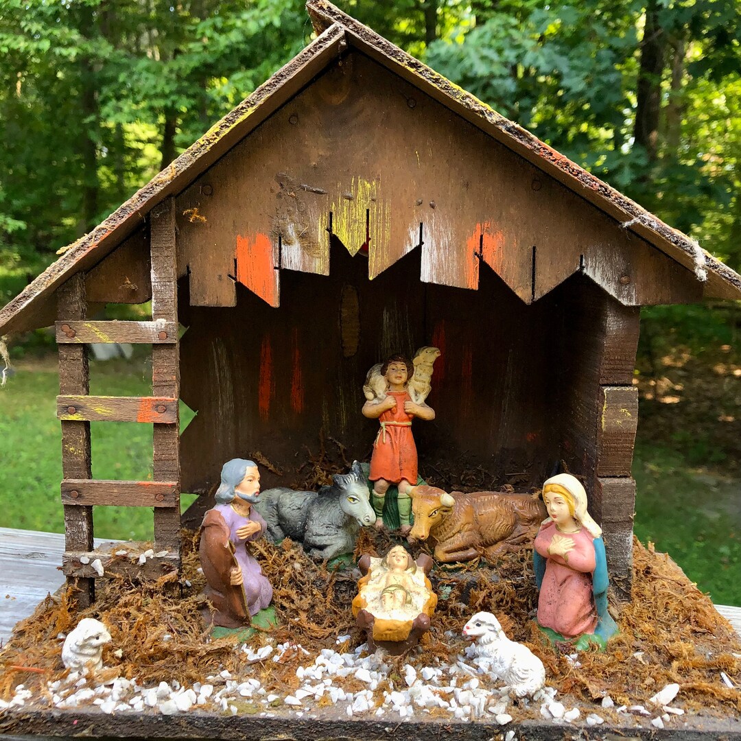 Nativity Stable Figures Attached Made Italy Light Mid Century - Etsy