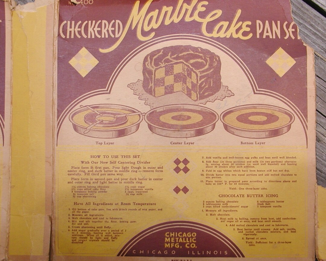 Checkerboard Cake Pan Set Marble Mid-century Made in USA by Bake King ...