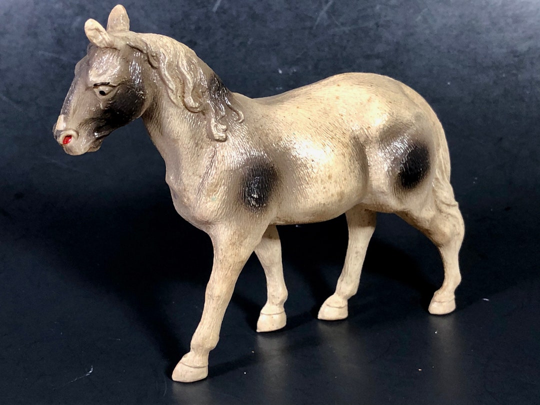 Horse Celluloid Gray Animal Christmas Display Putz Animal Collectible ...
