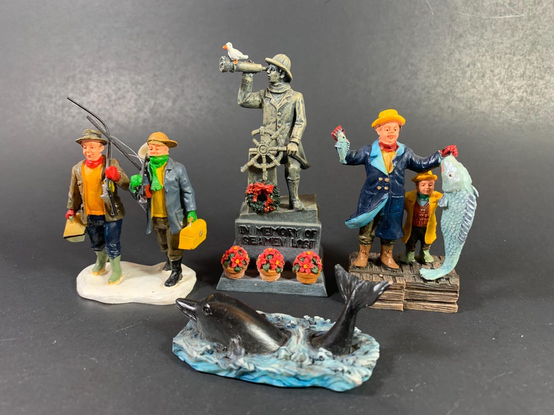 Lemax Fishing Theme Seaman Monument Prize Catch Dolphin Excellent ...