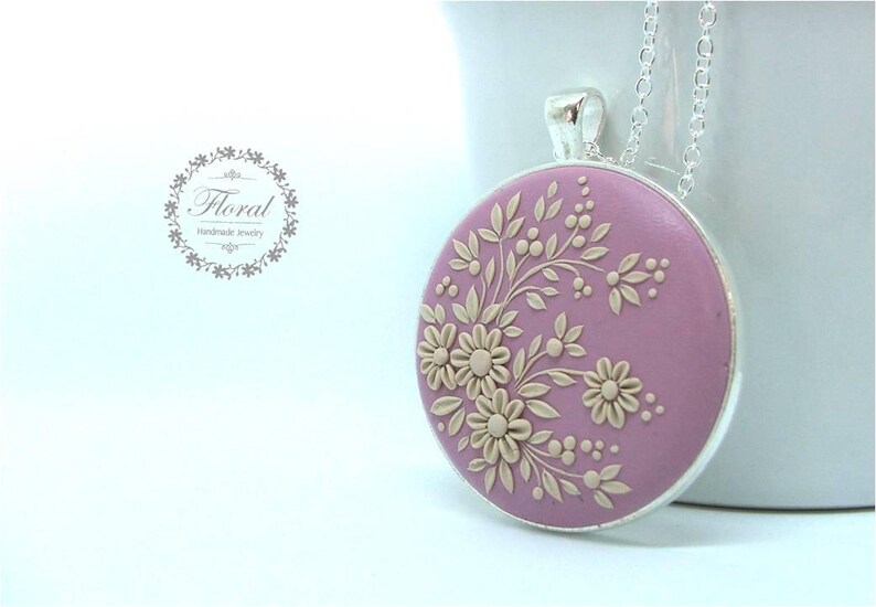Flower Necklace Flower Jewelry Pink Floral Pendant Necklace | Etsy