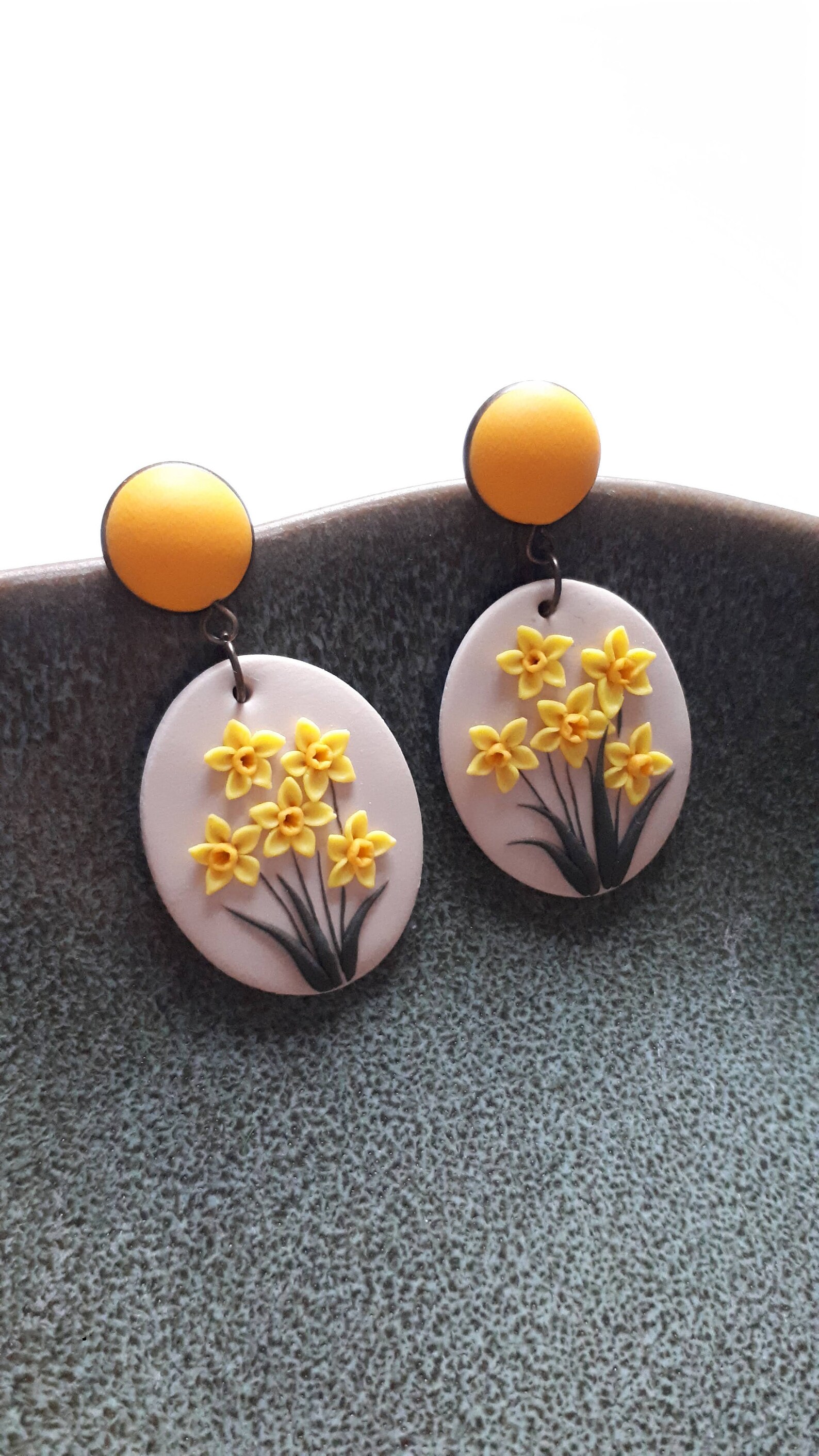 Handmade Polymer Clay Daffodil Earrings, Floral Jewelry - Etsy