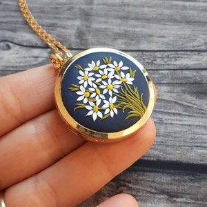 Daisy Locket Necklace, 3 Photo Locket With Message, Graduation Gift for ...