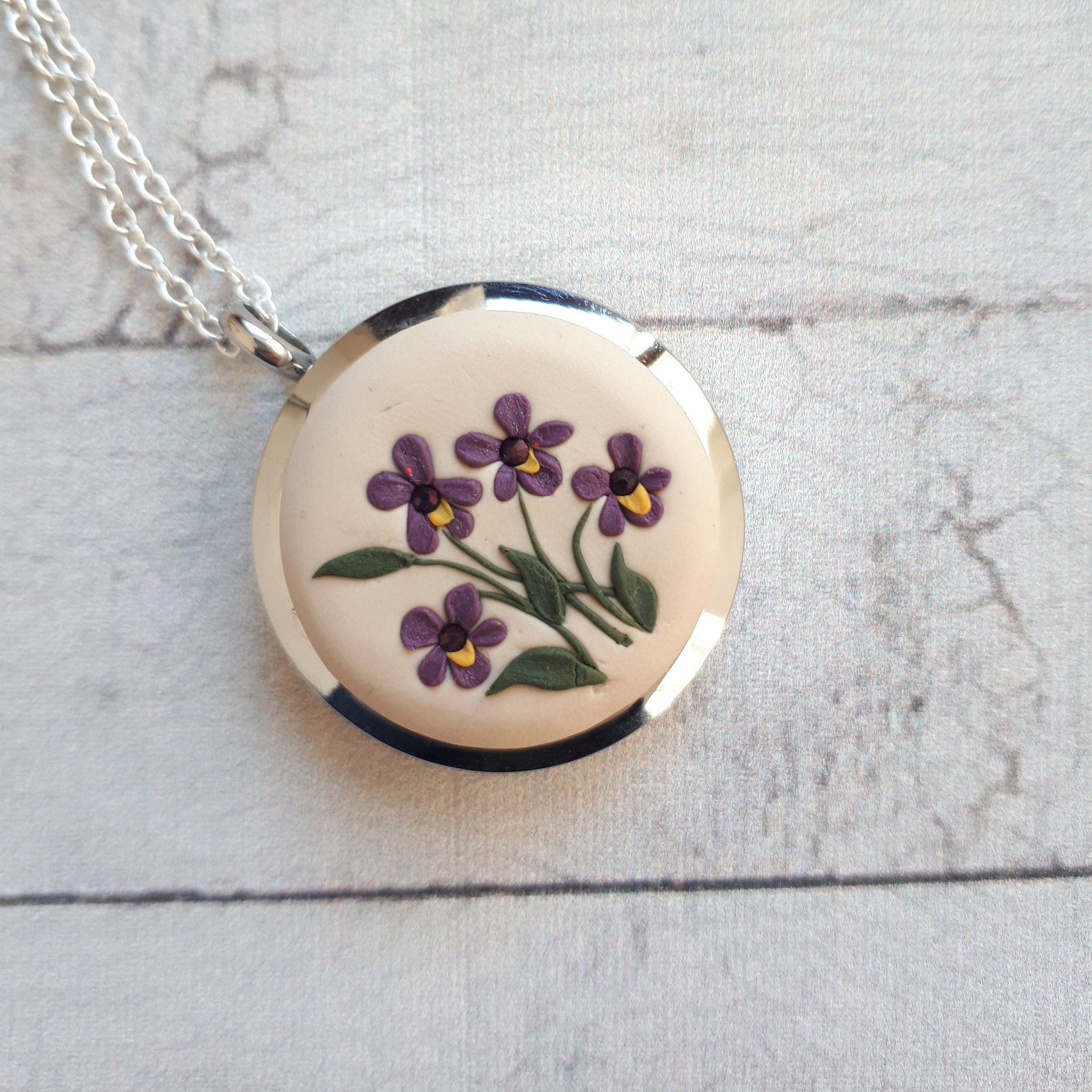 Personalized locket Purple violet locket necklace with 3 | Etsy