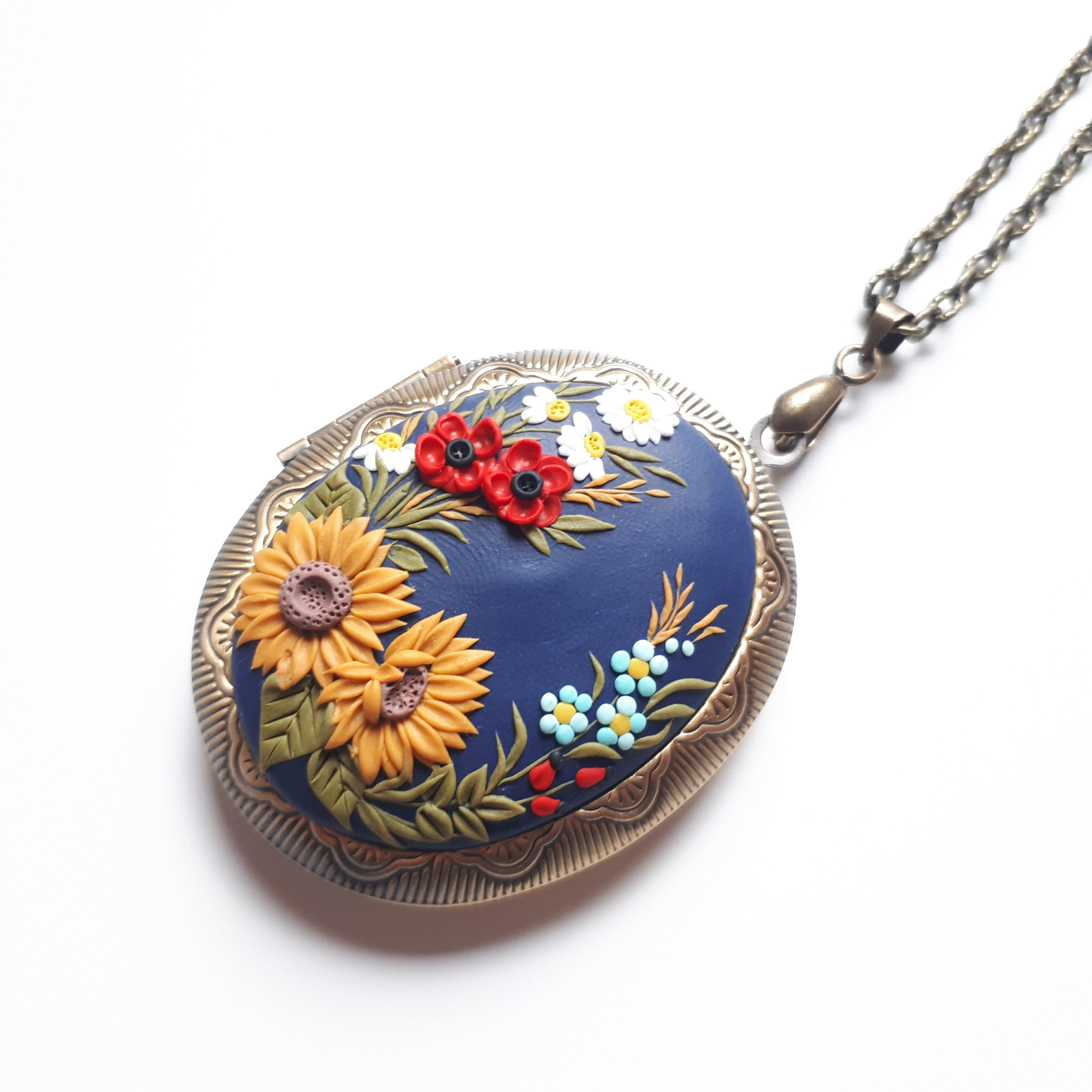 Sunflower Locket Necklace With Wildflowers Photo Locket | Etsy