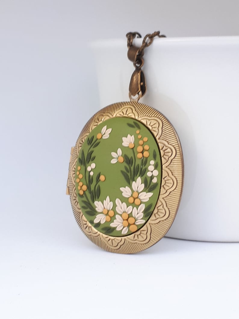 Green Locket With Photos Inside Secret Message Locket - Etsy