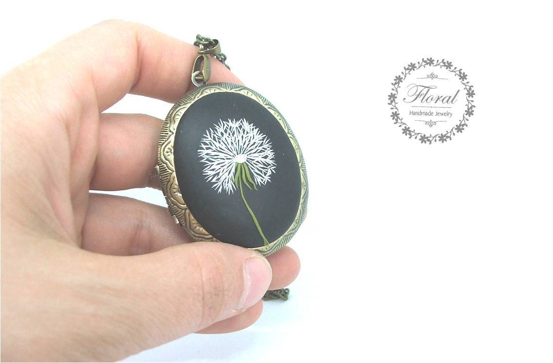 Dandelion Necklace Dandelion Locket Necklace Dandelion | Etsy