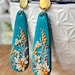 Long Dangle Turquoise Earrings With Flowers, Polymer Clay Floral ...