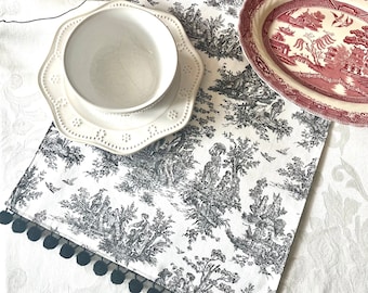 Colonial Toile Black and White Table Runner Dining Rectange Holidays ...
