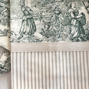 Green Toile Tea Towel, French Country Hand Towel, Kitchen Linen, Green ...