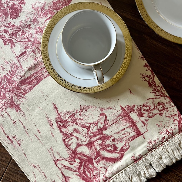 Red Toile Fabric - Etsy