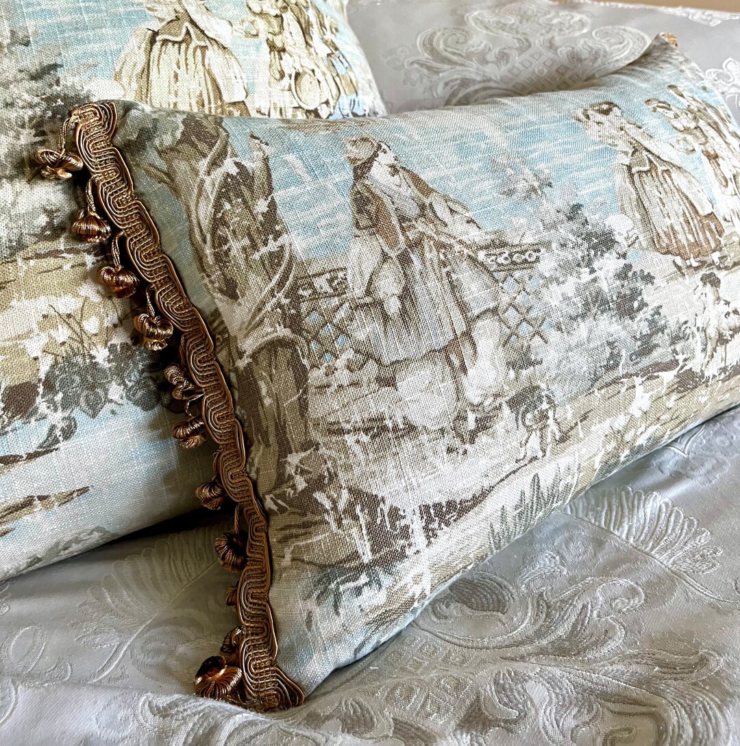 Bosporus Toile Pillow Cover: French Country Cottage Style With Gold ...