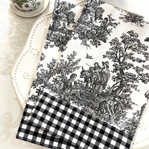 Black Toile Fingertip Towels (set of 2): French Country Kitchen Linens ...