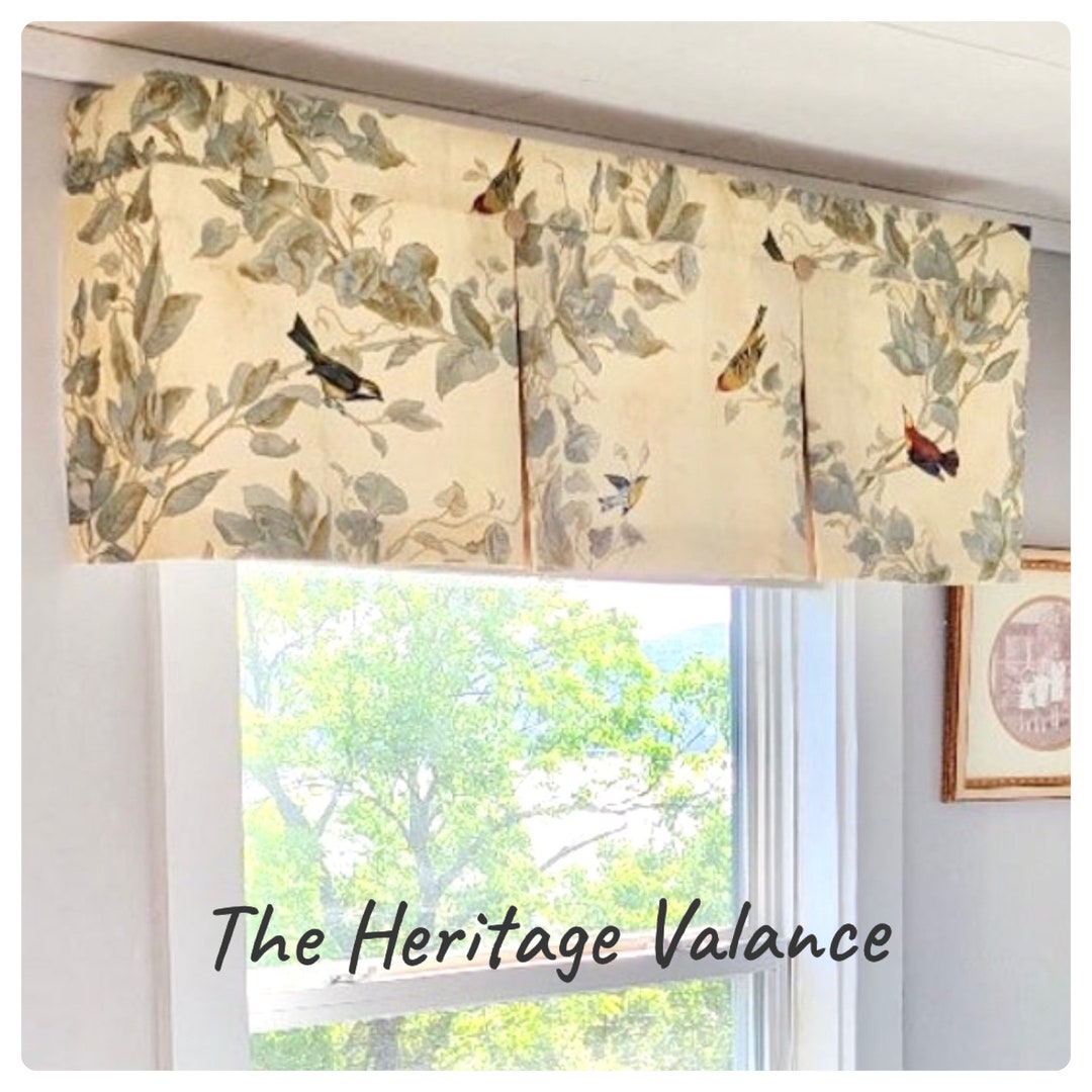 Custom Box Pleated Valance: Heritage Aviary Toile Window Treatment - Etsy