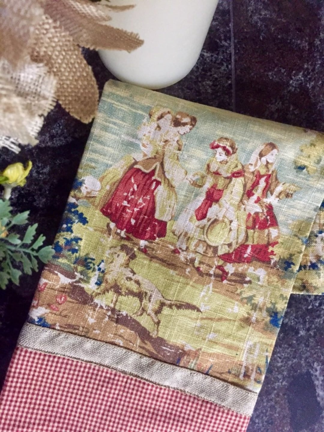 Bosporus Toile Tea Towel, French Hand Towel, Toile Kitchen Linens ...