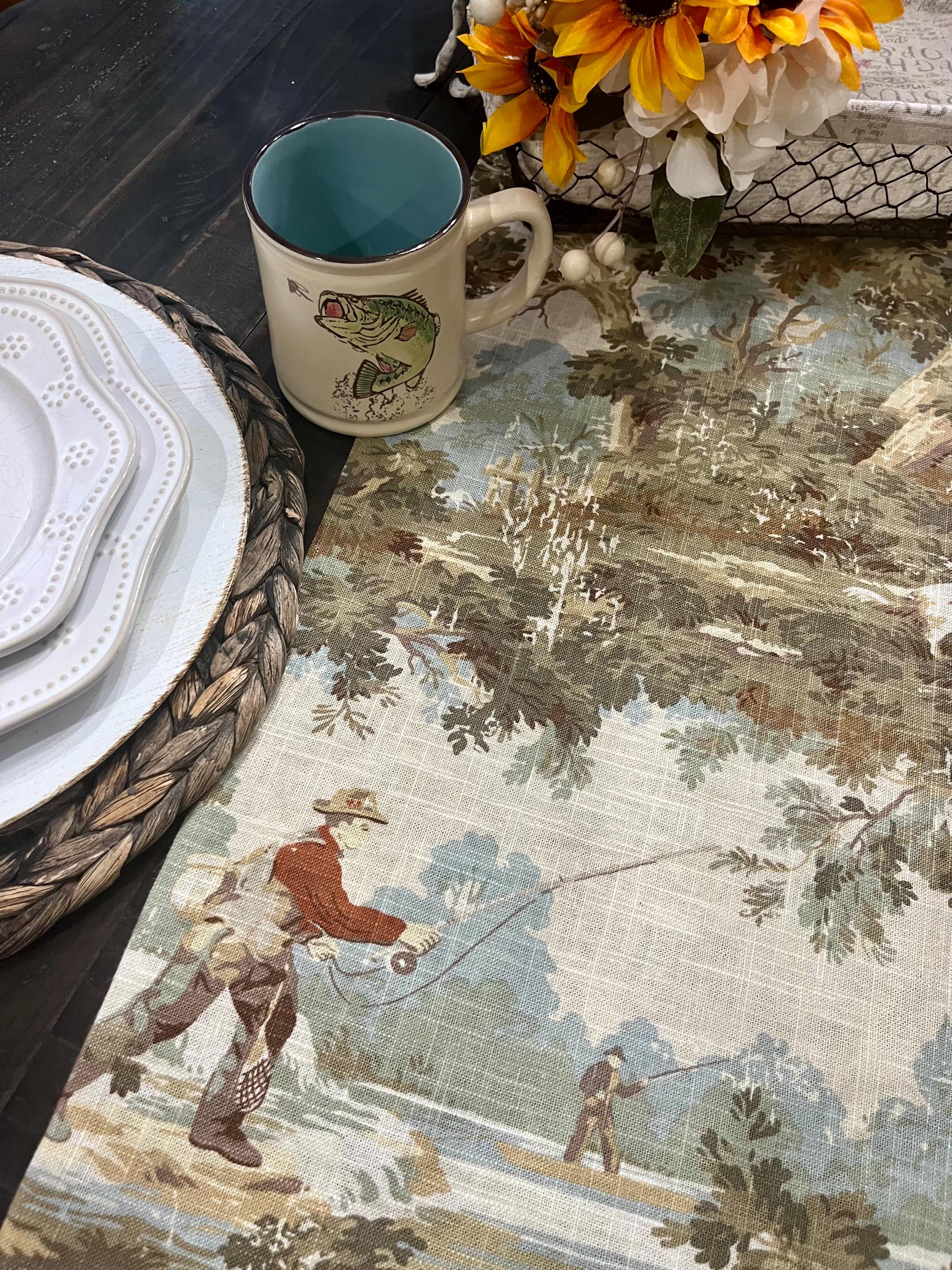 Hunting Fly Fishing Toile Table Runner:covington Avondale Vintage ...
