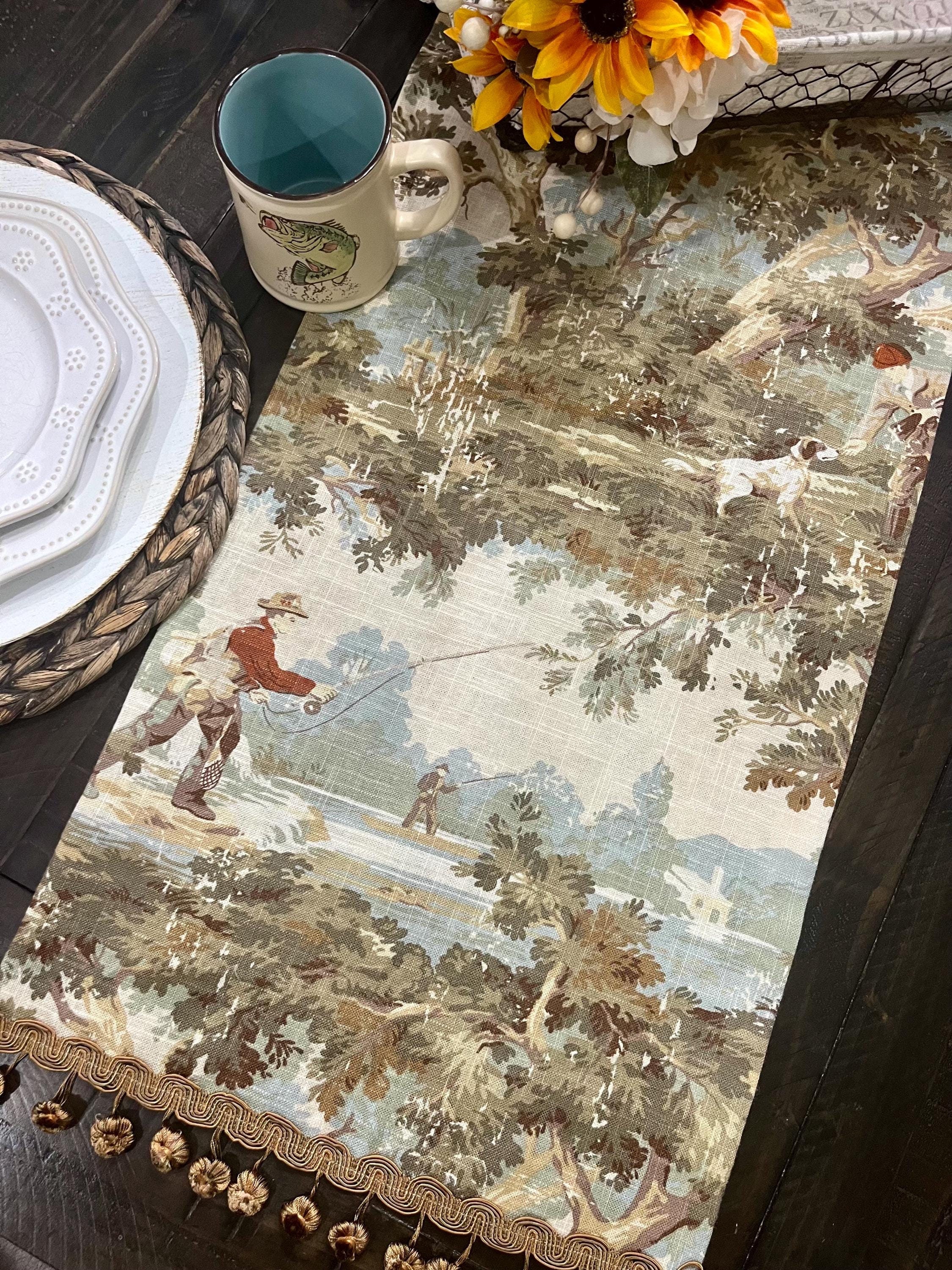 Hunting Fly Fishing Toile Table Runner:covington Avondale Vintage ...
