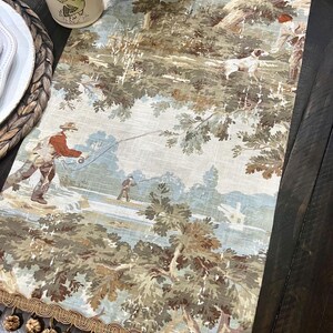 Hunting Fly Fishing Toile Table Runner:covington Avondale Vintage ...